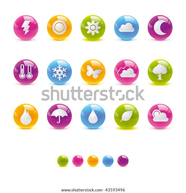 Glossy Circle Icons Weather Climate Adobe Stock Vector (Royalty Free ...