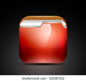 Vektor Stok Glossy Folder Icon Mobile App Button (Tanpa Royalti ...