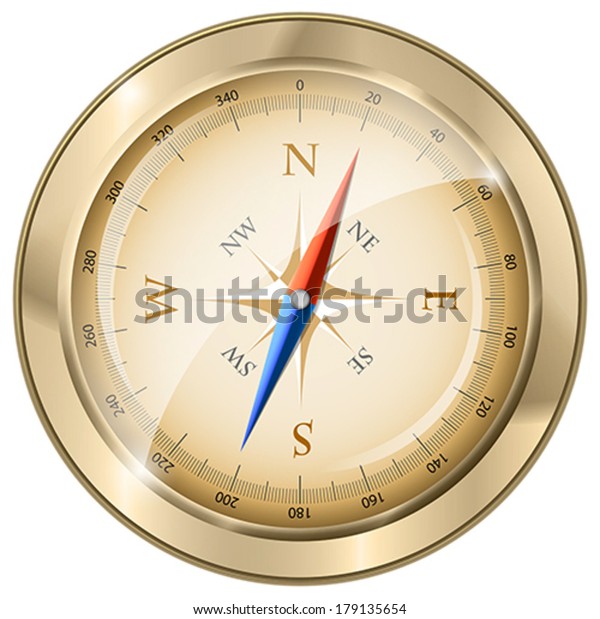 Glossy Golden Compass Vector Illustration Stock Vector (Royalty Free ...