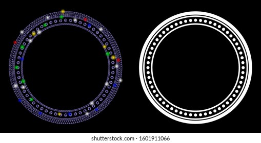 Glossy Mesh Dotted Round Frame Icon Stock Vector (Royalty Free) 1601911066