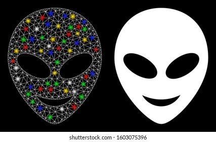 Glossy Mesh Happy Alien Head Icon Stock Vector (Royalty Free ...