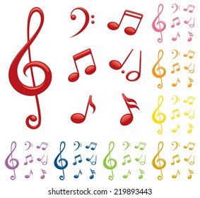 Glossy Music Notes Variety Colors Stock Vector (Royalty Free) 219893443 ...