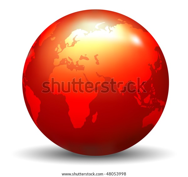Glossy Red Earth Globe Vector Stock Vector (Royalty Free) 48053998