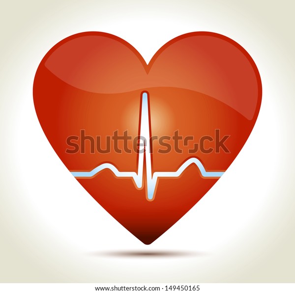 Glossy Red Heart Normal Ekg Sinus Stock Vector (Royalty Free) 149450165 ...