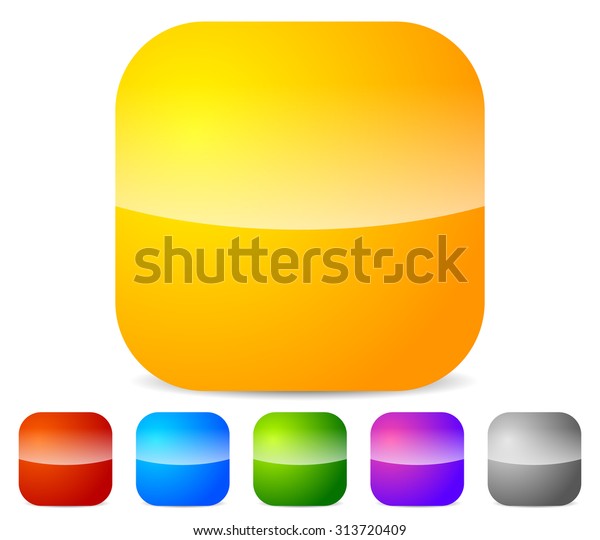 Glossy Rounded Square Buttons Icons Empty Stock Vector (Royalty Free ...