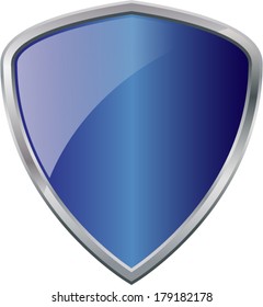 Glossy Shiny Shield Blue Silver Border Stock Vector (Royalty Free ...