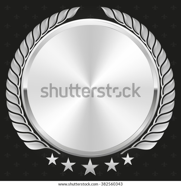 Glossy Silver Badge On Black Background Stock Vector (Royalty Free ...