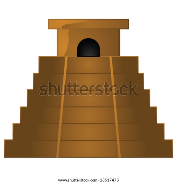 Vektor Stok Glossy Vector Illustration Ancient Temple Shaped (Tanpa ...