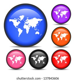 Glossy World Map Buttons Set Vector Stock Vector (Royalty Free) 137843606