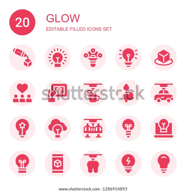 Glow Icon Set Collection 20 Filled Stock Vector (Royalty Free ...