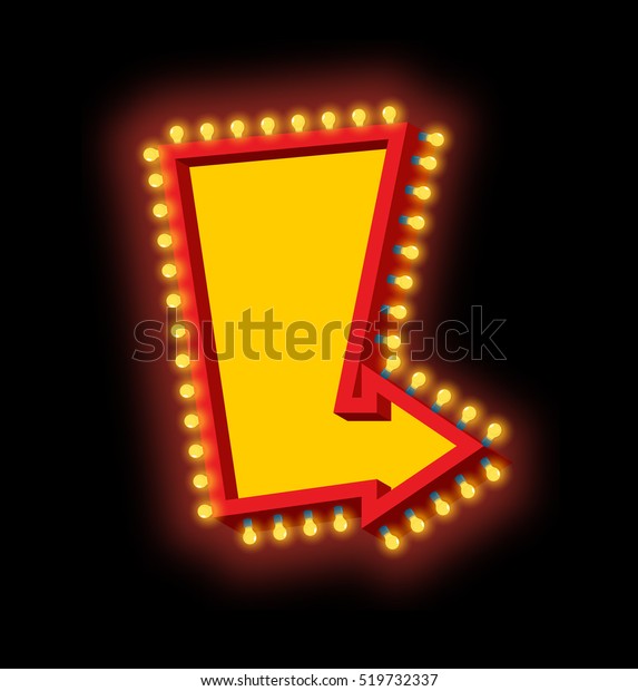 Flecha brillante con lámparas. Puntero luminoso.: vector de stock ...