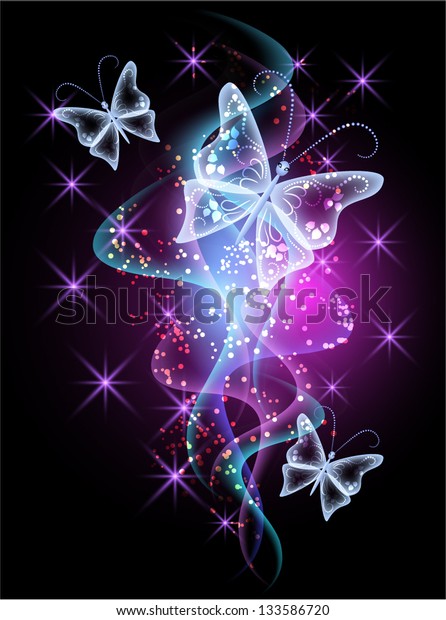 Glowing Background Smoke Butterfly Stock Vector (Royalty Free ...