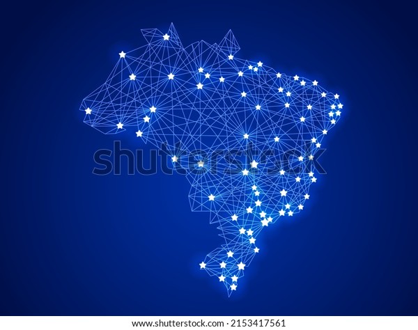 Glowing Communication Network Map Brazil Abstract Stock Vector (Royalty ...