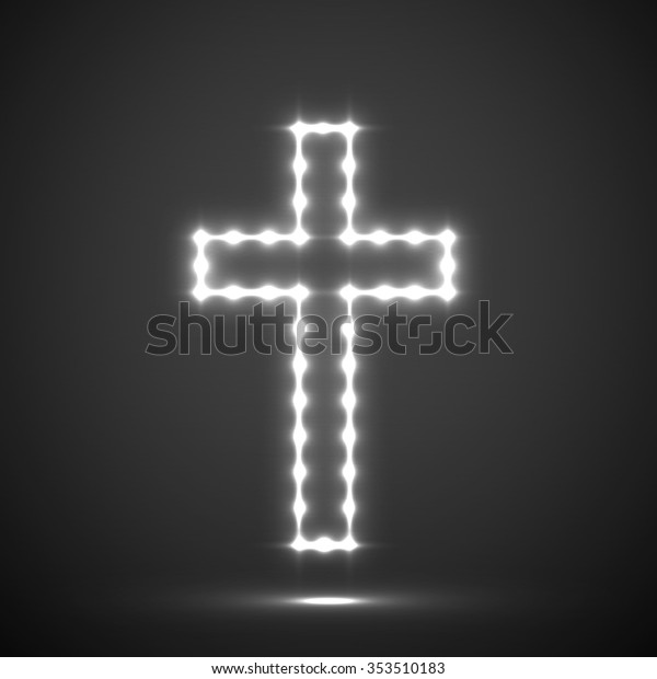 Glowing Cross Christian Symbol Vector Illustration Stock Vector ...