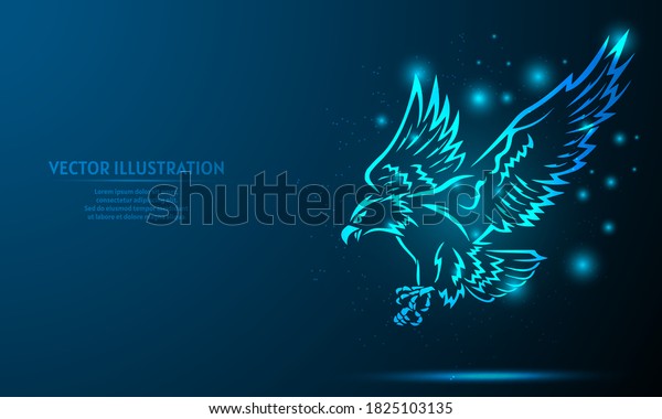 Glowing Eagle On Dark Blue Background Stock Vector (Royalty Free ...