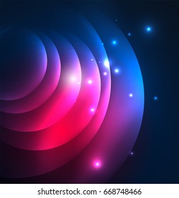 Glowing Geometric Shapes Dark Space Background Stock Illustration 668748451
