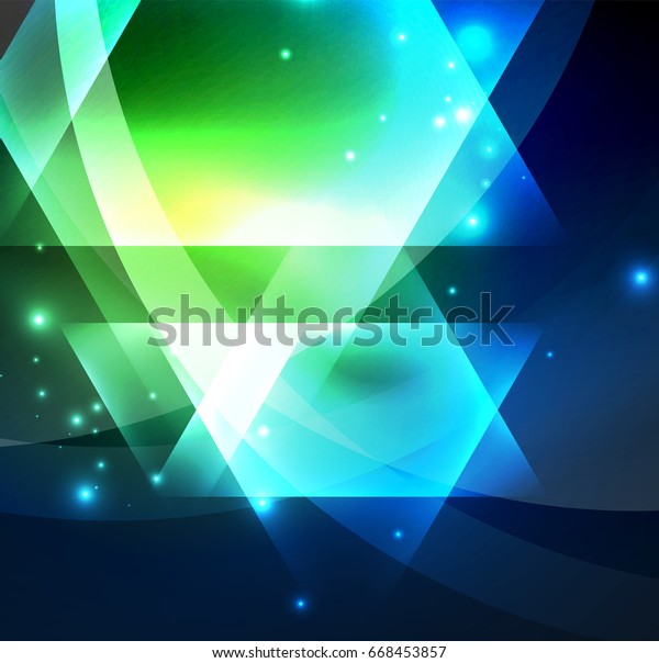 Glowing Geometric Shapes Dark Space Background Stock Vector (Royalty ...