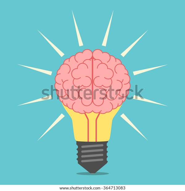 Glowing Light Bulb Brain Lightbulb Mind Stock Vector (Royalty Free ...