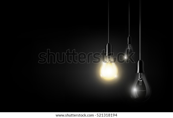 Glowing Light Bulb Hanging Between Turned Stock Vector (Royalty Free ...
