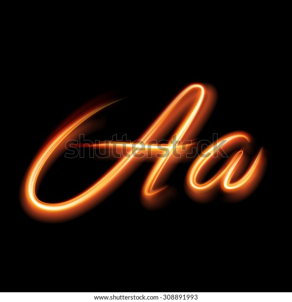 Glowing Light Letter Hand Lighting Painting Stock Vector (Royalty Free ...