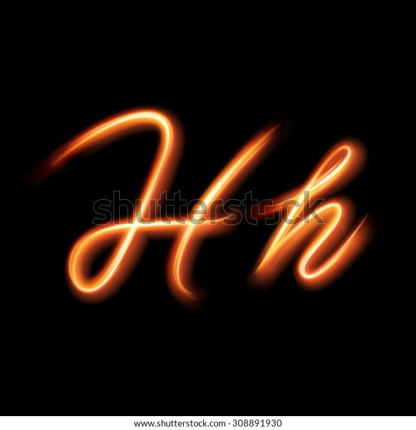 Glowing Light Letter H Hand Lighting Stock Vector (Royalty Free) 308891930