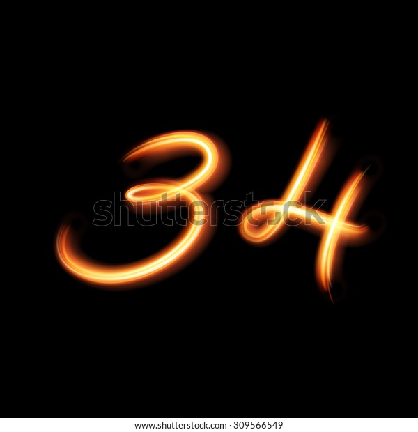 Luz brillante número tres y cuatro.: vector de stock (libre de regalías ...