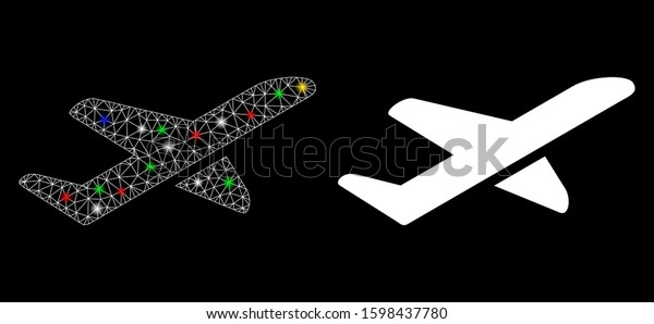 Glowing Mesh Aviation Icon Sparkle Effect Stock Vector (Royalty Free ...