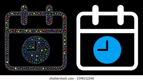 Glowing Mesh Calendar Page Time Icon Stock Vector (Royalty Free ...