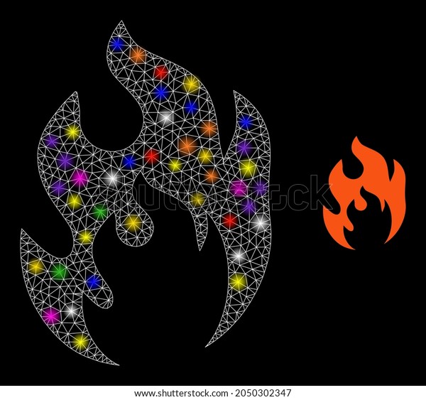Glowing Mesh Fire Flame Constellation Icon Stock Vector (Royalty Free ...