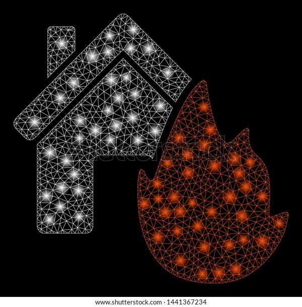 Glowing Mesh House Fire Disaster Glitter Stock Vector (Royalty Free ...