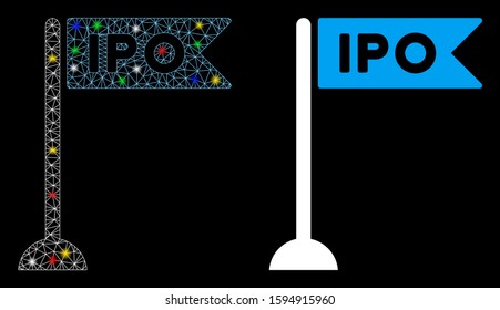 Glowing Mesh Ipo Flag Marker Icon Stock Vector (Royalty Free ...