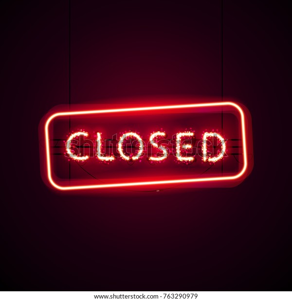 Glowing Neon Closed Sign Magic Sparkles Stock Vector (Royalty Free ...