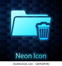 Glowing Neon Delete Folder Icon Isolated Stock Vector (Royalty Free ...
