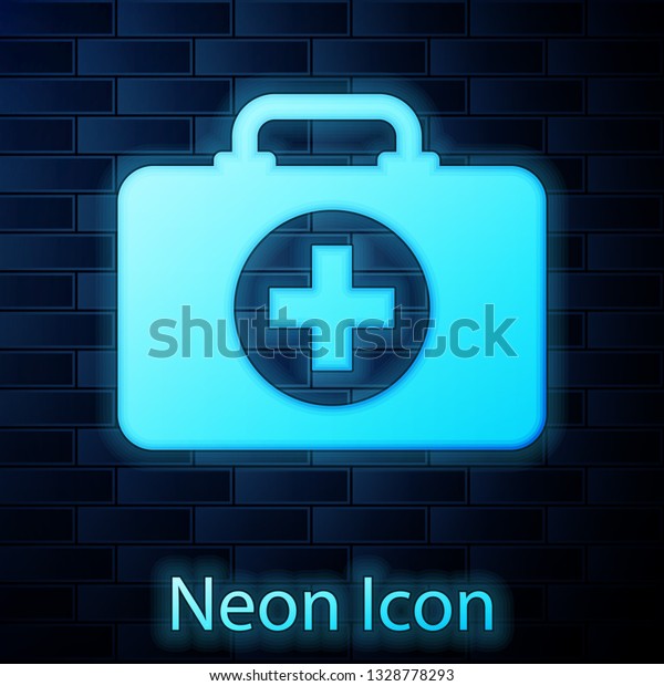 Glowing Neon First Aid Kit Icon Stock Vector (Royalty Free) 1328778293 ...