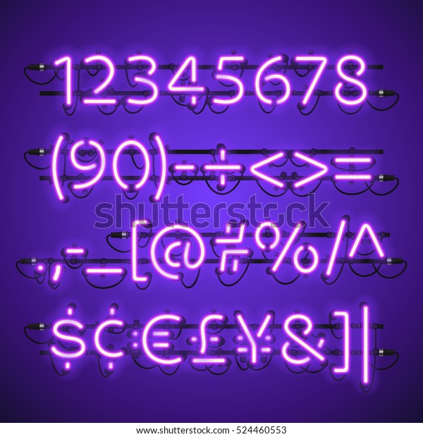 Glowing Neon Violet Numbers Used Pattern Stock Vector (Royalty Free ...