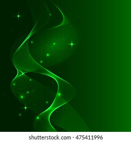 Glowing Neon Waves On Green Background Stock Vector (Royalty Free ...