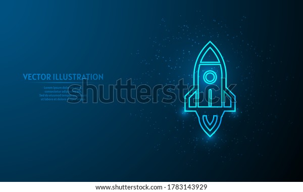 Glowing Rocket On Blue Abstract Background Stock Vector (Royalty Free ...