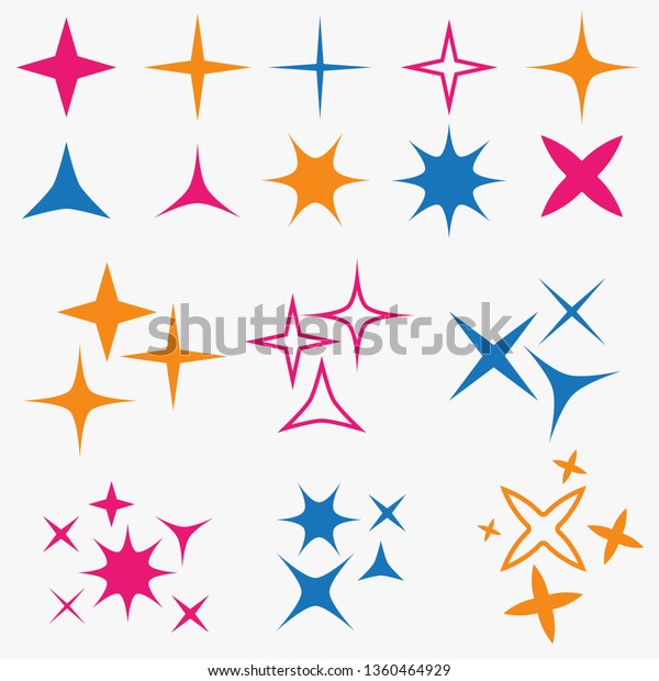 Glowing Shiny Sparkle Star Set Light Stock Vector (Royalty Free ...