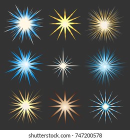 Vektor Stok Glowing Stars Flare Vector Set (Tanpa Royalti) 747200578 ...