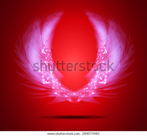 Glowing Stylized Angel Wings On Red: เวกเตอร์สต็อก (ปลอดค่าลิขสิทธิ์ ...