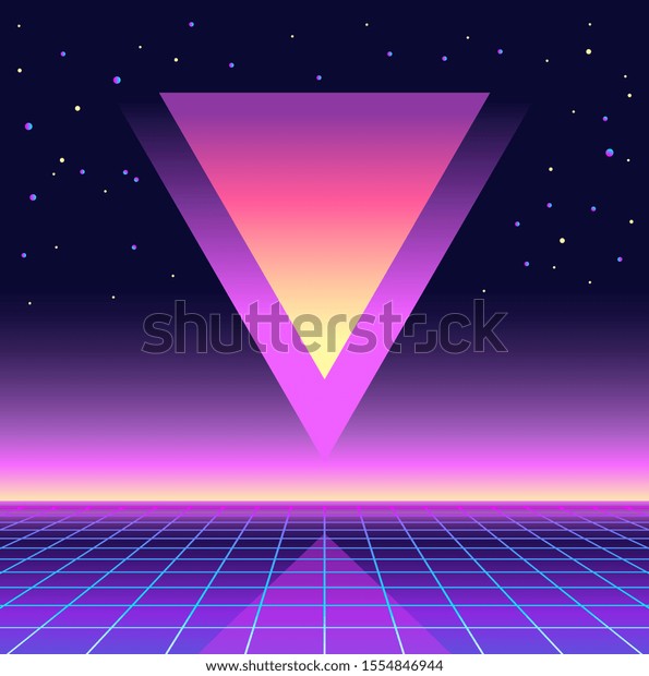 Glowing Triangle Retrowave Synthwave Rave Vapor Stock Vector (Royalty ...