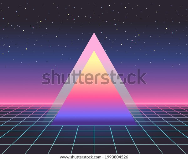 Glowing Triangle Retrowave Synthwave Rave Vapor Stock Vector (Royalty ...