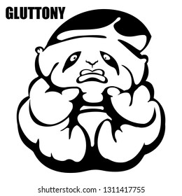 Gluttony Hand Drawn Vector Monochrome Outline: เวกเตอร์สต็อก (ปลอดค่า ...