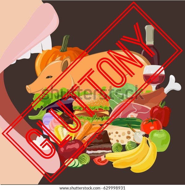 Gluttony Seven Deadly Sins Bible Vector Stock Vector (Royalty Free ...