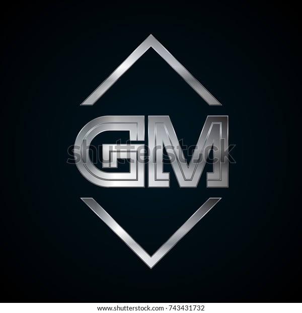 Gm Monogram Metal Logo Silver Logo Stock Vector (Royalty Free) 743431732