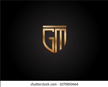 Gm Shield Shape Letter Design Gold Stock Vector (Royalty Free ...