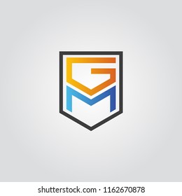 Gm Shield Shape Letter Logo Design Stock Vector (Royalty Free ...