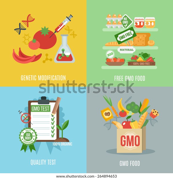 Gmo Design Concept Set Food Genetic Stock Vector (Royalty Free) 264894653
