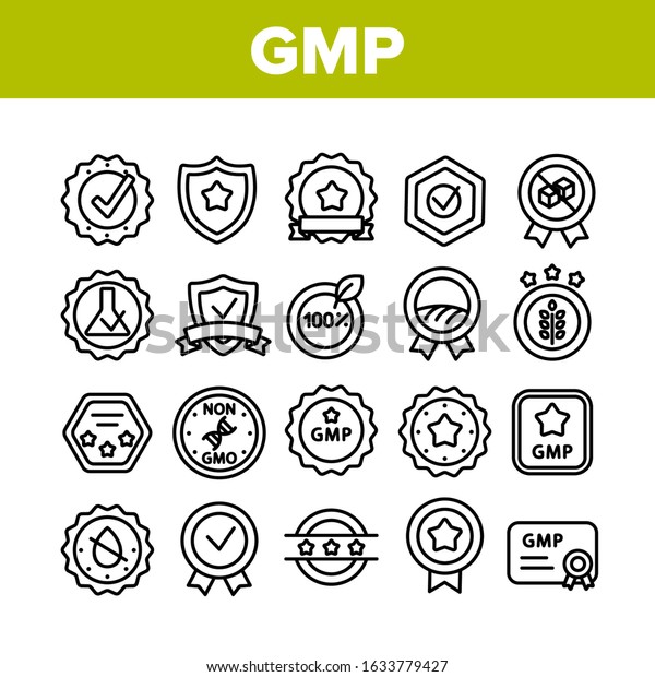Gmp Certified Mark Collection Icons Set Vector Thin Line. Gmp Good ...