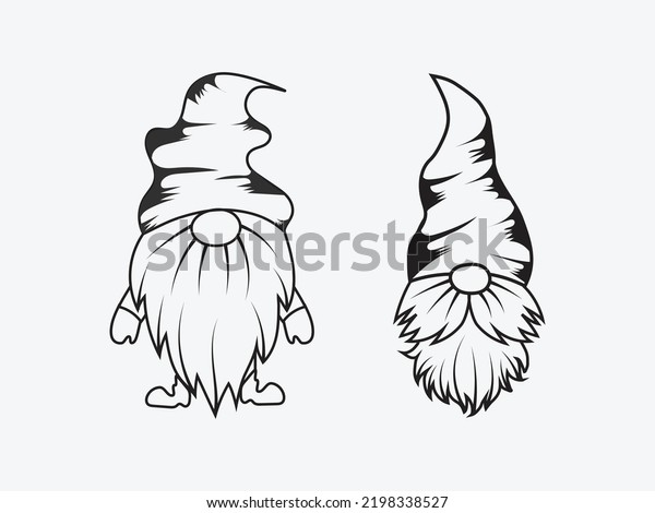 Gnome Line Art Vector On White Stock Vector (Royalty Free) 2198338527 ...
